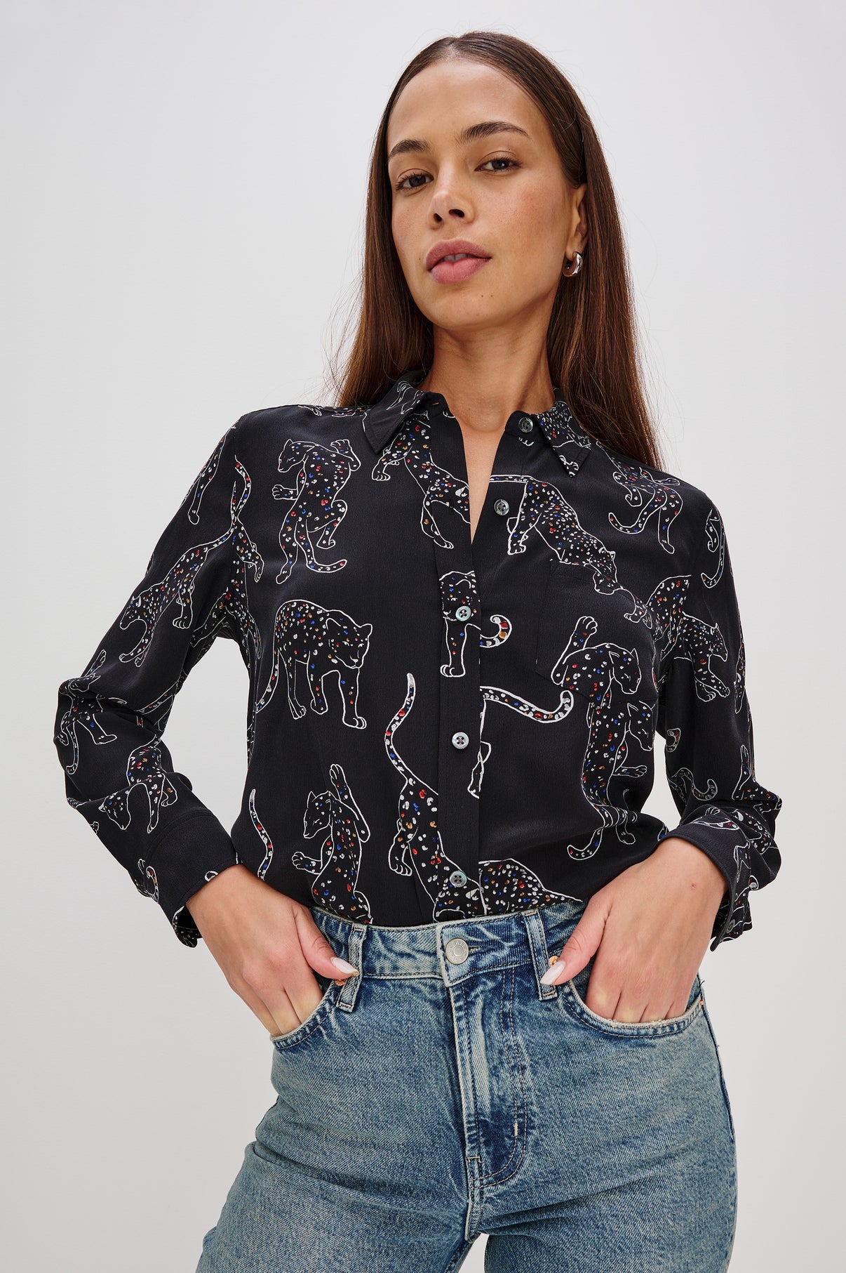 Rails jaguar print silk shirt Kate - Jane Young