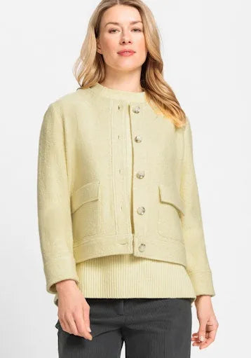 Olsen wool mix round neck jacket - Jane Young
